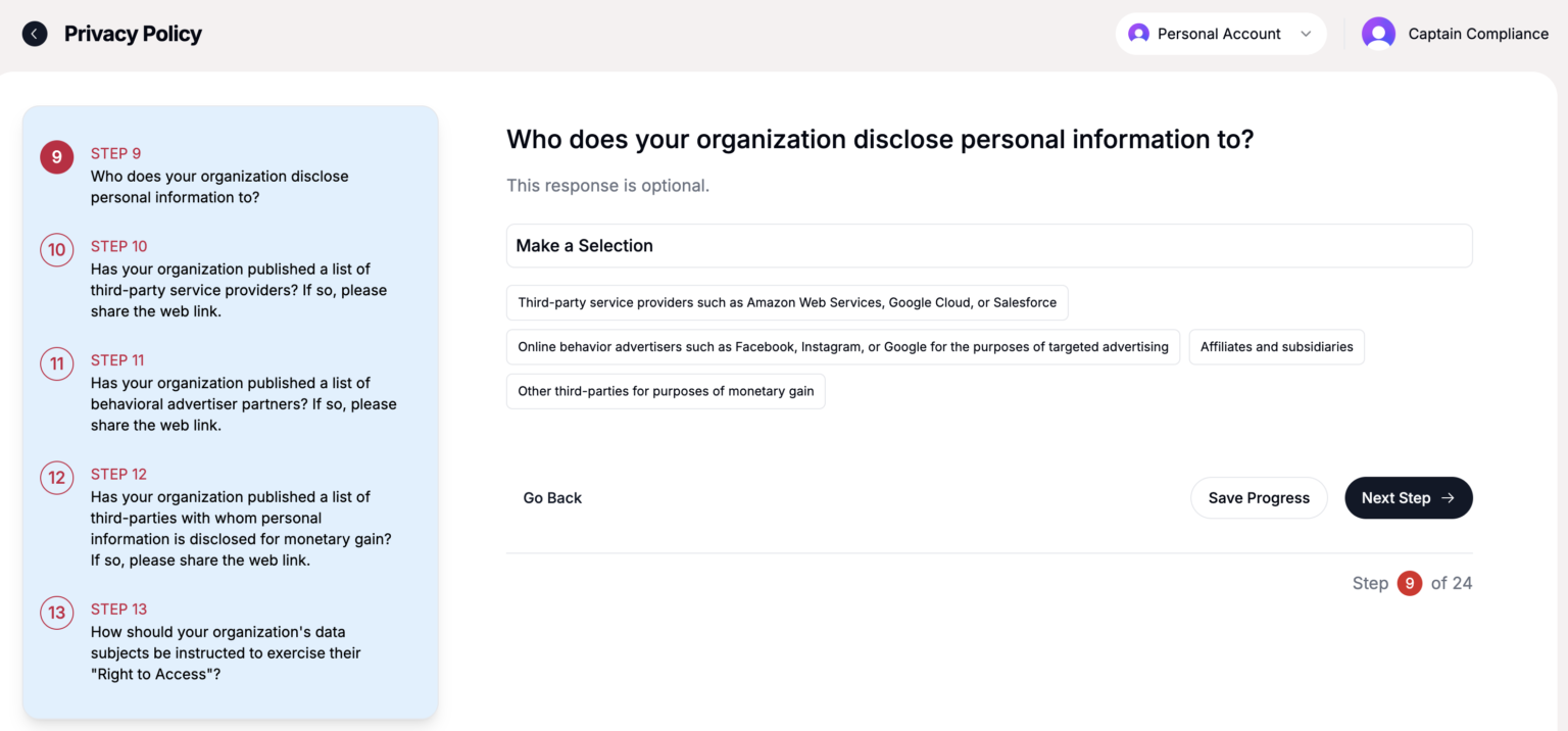 Database Privacy Policy - Captain Compliance